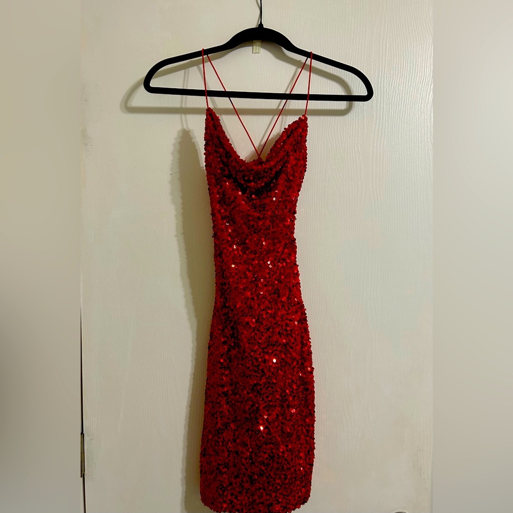 Windsor Red Sequin Mini Dress - Party / Cocktail / Ho… - Gem